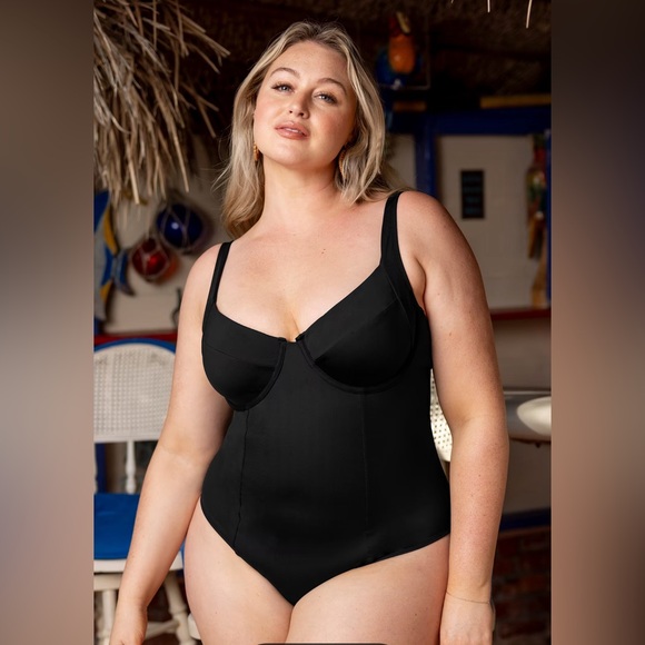 Cupshe | Swim | Black X Iskra Reverie Land Underwire Tummy Control One Piece Size L New | Poshmark